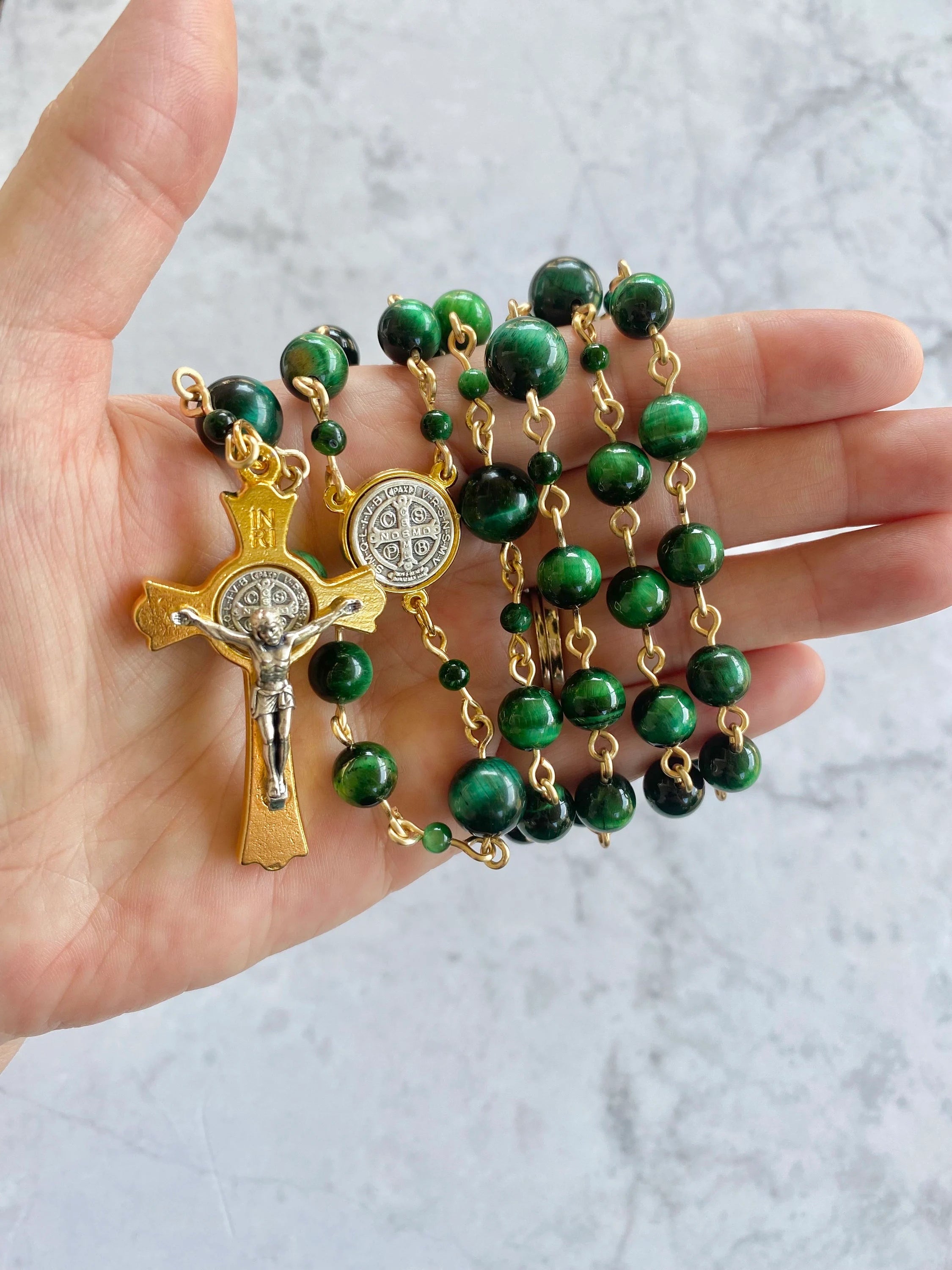 Green Tiger Eye Rosary – Hidden Souls